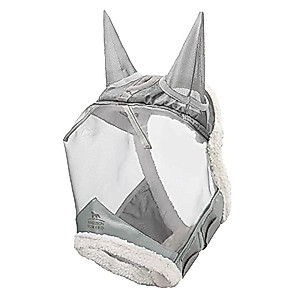 Harrison Howard Horse Fly Mask UV Protective Fine Mesh with Extra Wool Soft Touch on Skin Moonlight Silver S
