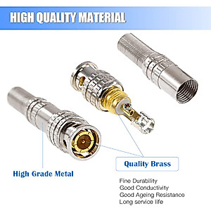 Glarks 15 Pack BNC Male Coaxial Connectors RG59 RG6 Coaxial Terminal Gold-Plated Screw On Brass Adapter for CCTV Home Security Surveillance Camera RG59 RG6 Video Transmission Coax Cables