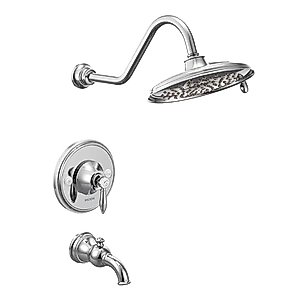 Moen TS32104EP Weymouth Posi-Temp Tub and Shower Trim Kit, Valve Required, including 9-Inch 2-Spray Eco-Performance Rainshower, Chrome