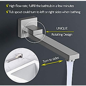 DoBrass Tub Shower Faucets Set Complete with Pre-embedded Valve, 10-inch Square Waterfall Shower Head System with Handheld Shower and Tub Spout, Bathroom with Bathtub, Wall Mounted, Brushed Nickel