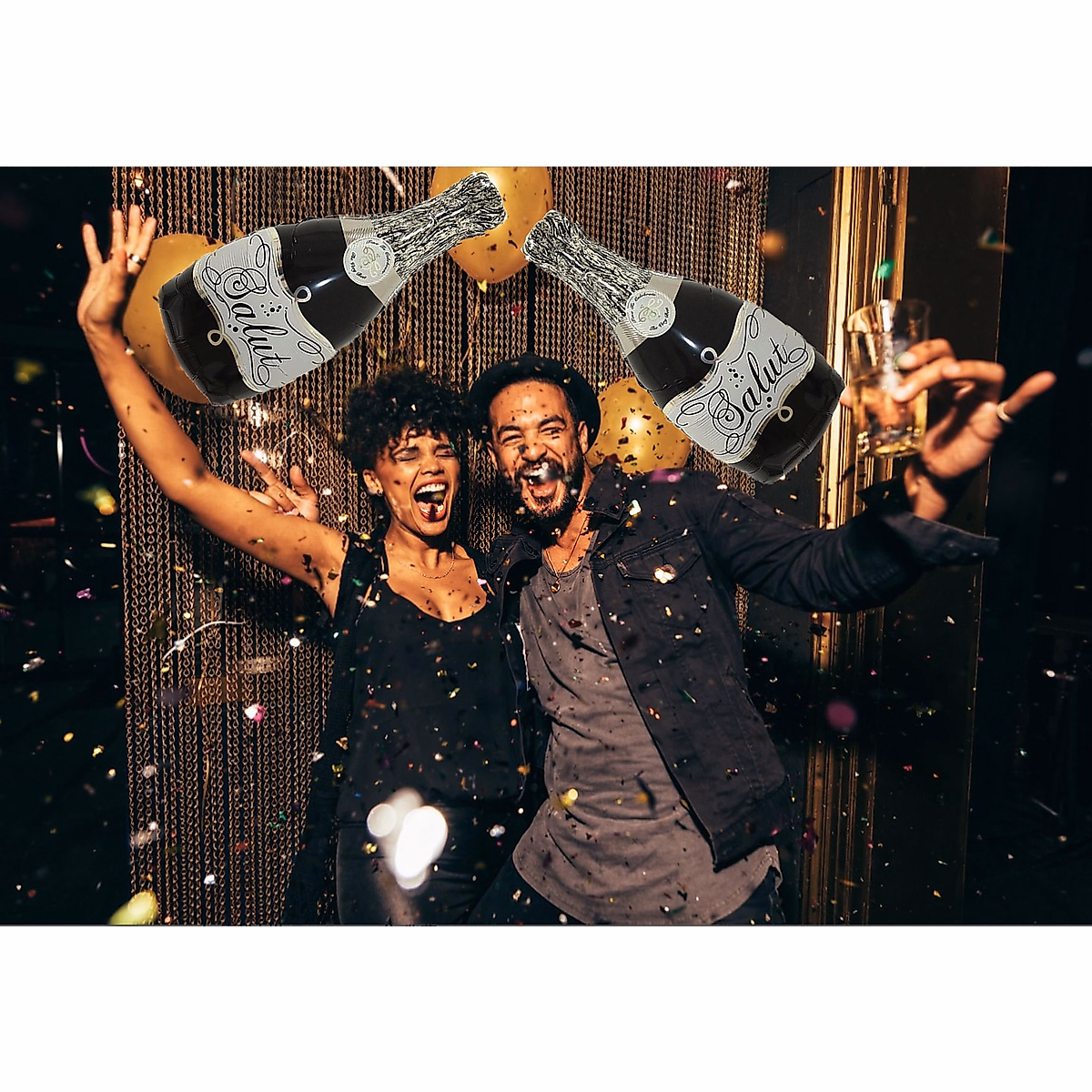 Black Champagne Bottle Balloons Salut Foil Aluminum Balloon Birthday Party Supplies Baby Shower Wedding Engagement Party Decorations