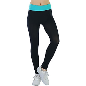 ToBeInStyle Women's Fold Over Yoga Leggings - Mint-Black - One Size
