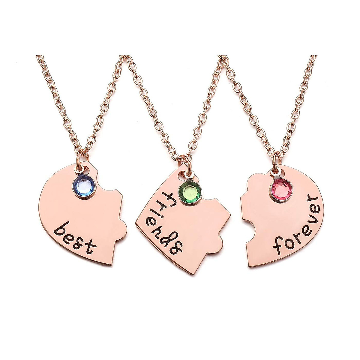 Jovivi Best Friends Forever Necklaces for 3 Alloy Heart Puzzle Pieces BBF Friendship Pendant Necklace Best Friends Jewelry