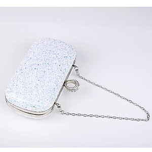 Women Evening Bags Handbags Glitter And Clutches for Women Purse Totes Dance Wedding Party Parites PromWith Two Chain Strap Black Pink Gold Silver White(white)