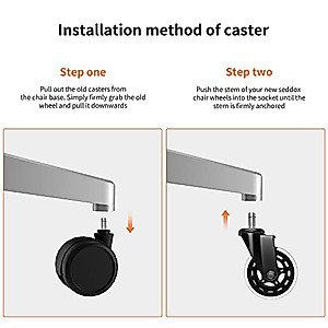 Home Office Chair Wheels for IKEA Chair, WASJOYE Set of 5 Rolling Chair Replacement Casters, Heavy Duty Gaming Computer Desk Rubber Caster for Hardwood Tile Carpet Floor Protection