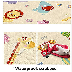 Baby Play Mat Soft Rug Carpet Reversible Waterproof Portable Double Sides Crawling Mats Cute Cartoon Nursery Rug Foam Mats for Kids 70 x 59 x 0.2 Inch