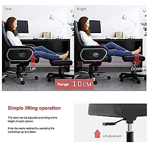 Ottomans/Office Footrests, PU Leather Foot Stool with Wheels, Foot Stand Under Desk, Height Adjustable Rolling Leg Rest, Computer Foot Rest Under Desk at Work, Small Footstool Relax Chair Gaming,Black