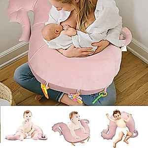 ChildLike Nursing Pillow,Plus Size Breastfeeding Pillows and Positioner Support for Mom and Baby,Soft Velvet Fabric Breastfeeding and Bottle Feeding Pillow,Tummy Time Prop with Toys (Pink)