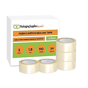 Clear Packing Tape, Packaging Shipping Tape Rolls, 3 Inch x 110 Yards, 1.9 Mil Thick, 24 Pack