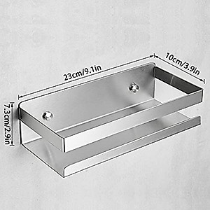 Qksky Self Adhesive Shower Shelf - Bathroom Shelf Stick on Wall Shower Caddy Stainless Steel（23cm）