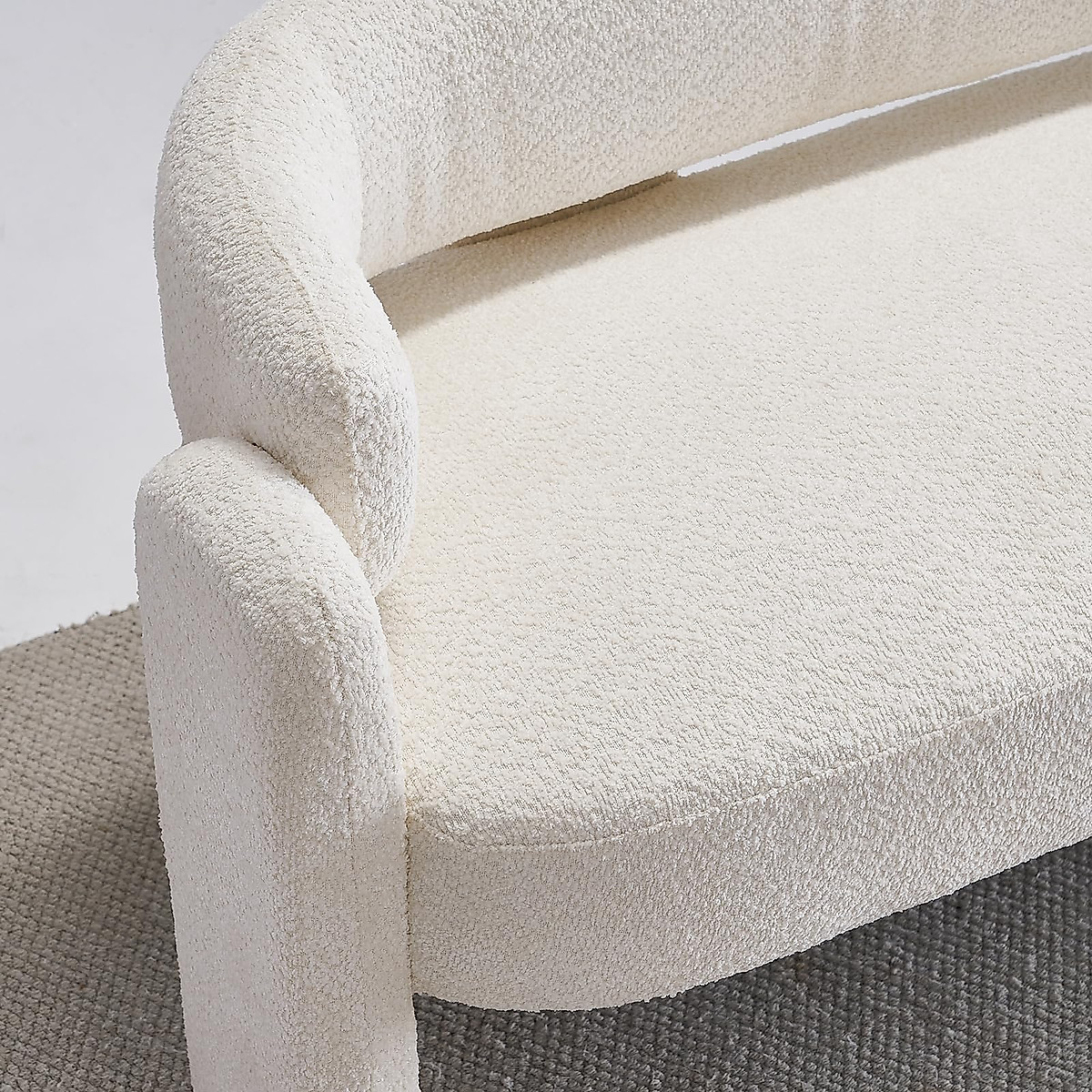 KIVENJAJA Small Boucle Sofa Couch, Modern Sherpa Oversized Loveseat for Living Room Bedroom Office Apartment, 75.59”W, Beige