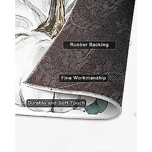 Green Eucalyptus Area Rug 5'x8',Outdoor Indoor Extra Large Carpet Runner for Girls Boys Bedroom,Living Room,Bathroom,Classroom,Office,Kitchen,Washable Area+Rug Autumn Thanksgiving Fall White Pumpkins