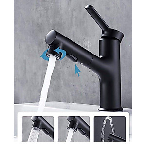Black Bathroom Basin Taps Kitchen Sink Faucet Pull Down Sprayer Single Lever Mixer Brasss Tap for Lavatory Vanity Ashroom Bath Bathtubs Toilets