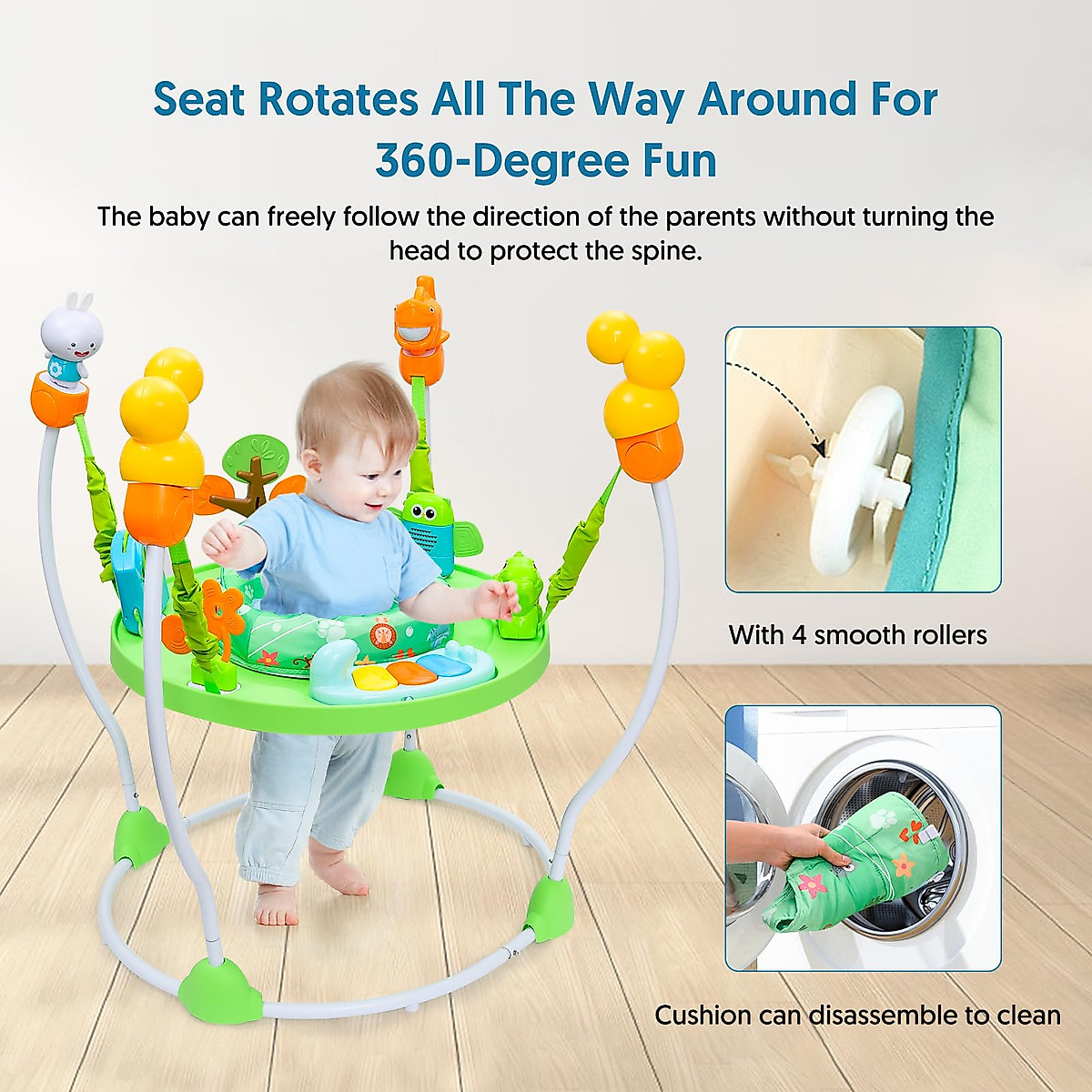 Bellababy Multi-Functional Baby Jumping Activity Center, Interactive Play Center, Baby Discovery Activities Bounces with Lights, Melodies and Colorful Enlightenment Toys, Ages 6 Months+