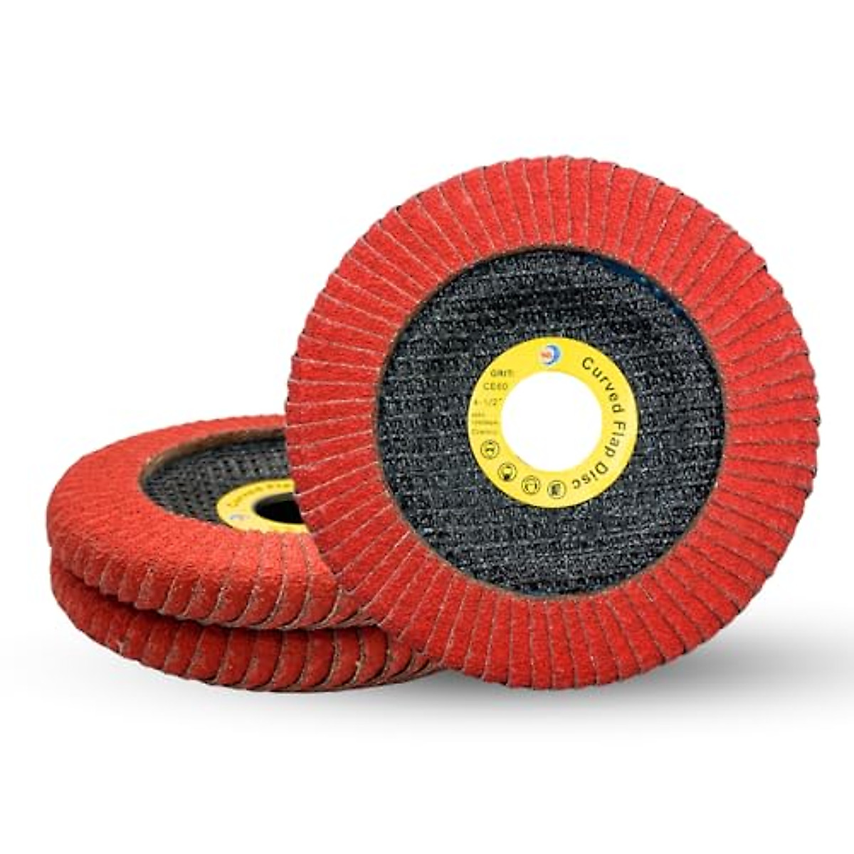 WA 3PCS - 4 1/2"x7/8" Curved Edge 60# Fillet Weld VSM Ceramic Flap Discs Sanding Disc Grinding Wheel for Angle Grinder Metal/Stainless Steel 4 1/2 Inch Grit 60