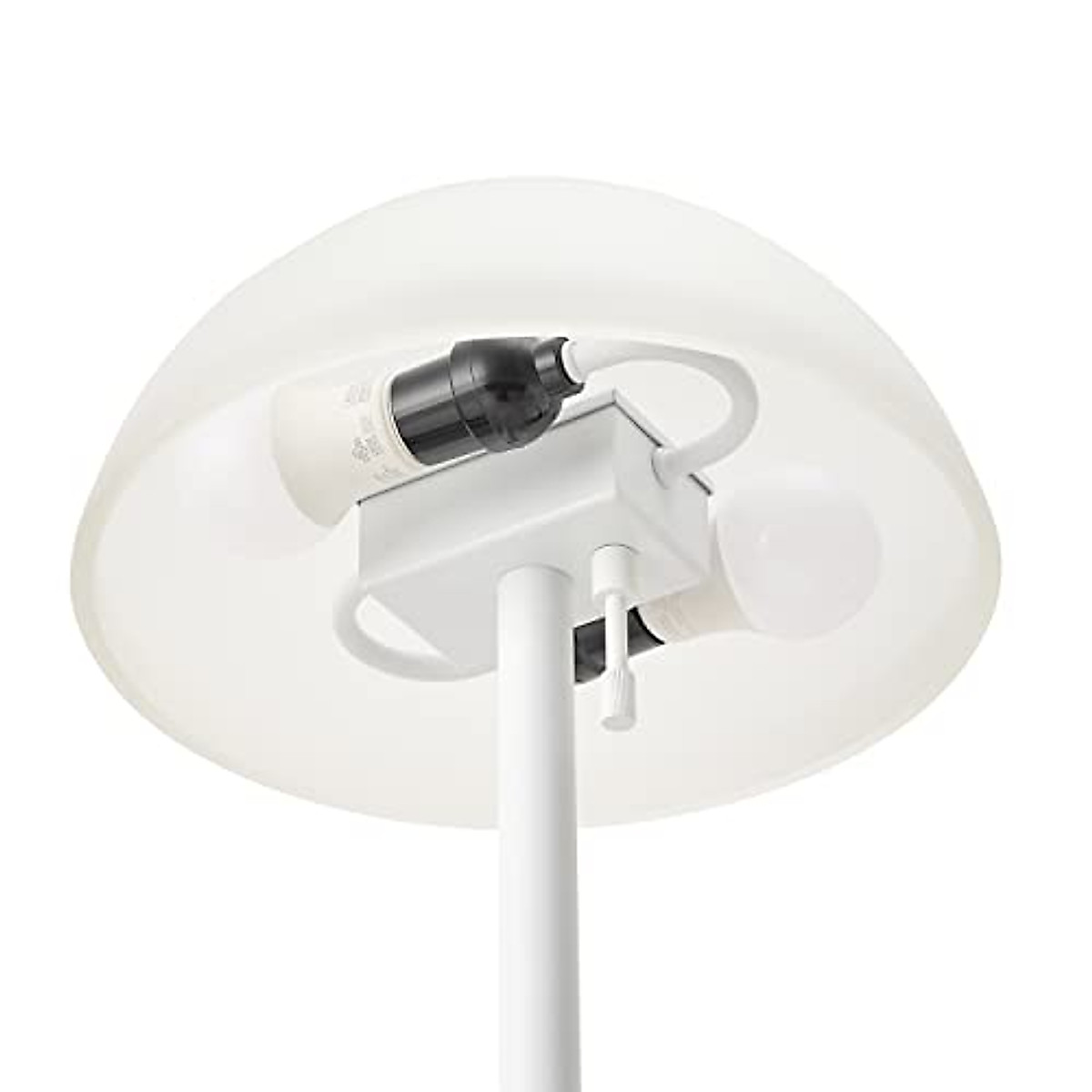 Globe Electric 67526 Dixon 65" 2-Light Floor Lamp, Matte White, Frosted Glass Shade, Vertical Pull-Chain Stepless Dimmer Switch