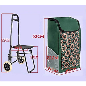 Shopping Trolley on Wheels Multi Function Shopping Cart with Chair Cloth Bag Cart/Luggage Cart/Small Cart Elderly Supermarket Groceries Steel Trolleys/Storage Hand Trucks,#5 ,