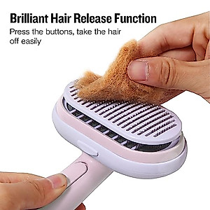 WOPQAEM Cat Brush, Self Cleaning Slicker Pets Grooming Tool for Shedding Long or Short Haired Indoor Cats, Removes Mats Tangles Loose Fur of Large Medium Small Dogs (Pink)