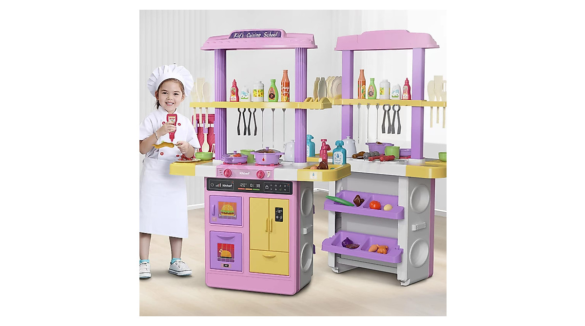 TEMI Kids Kitchen Playset with Real Sounds & Lights - Perfect for Toddlers