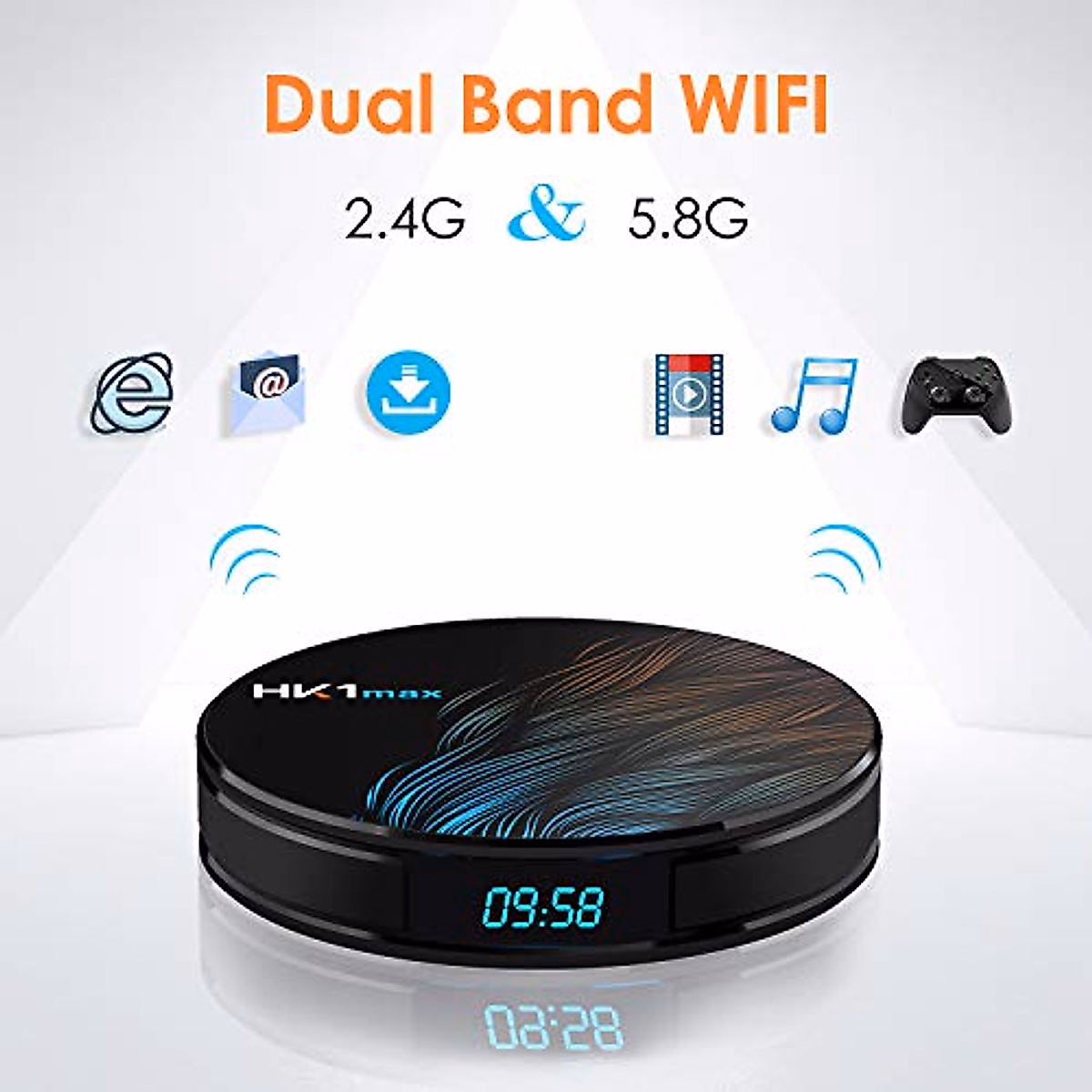 Sofobod HK1MAX Smart TV Box, 4GB RAM 64GB ROM Android 10.0 HD 4K 2.4G/5G Dual WiFi H.265 Decoding Set top Box:HK1MAX 4D
