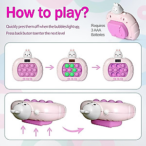 Blackma Fast Push Game Pop Fidget Toys for Kids, Handheld Puzzle Game Sensory Toys with LED Screen, Quick Push Light Up Game Gifts for 3-12 Year Old Girls Boys (Rabbit)