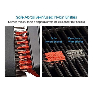 Unicook Grill Brush for Gas Grill, Heavy Duty Nylon BBQ Grill Cleaning Brush, Removable Head for Easy Cleaning and Replacement, Best Alternative to Dangerous Wire Brush, Do Not Use on Hot/Warm Surface