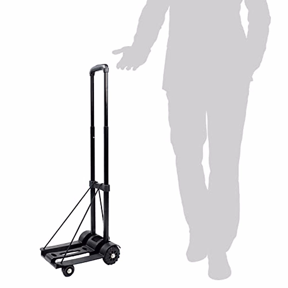 MAYQMAY Folding 4-Wheels Trolley Hand Truck Dolly 100 lbs / 45 KG Compact Luggage Cart for Travel, Moving and Office Use, Black