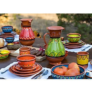 Cactus Canyon Ceramics Spanish Terracotta 5-Piece Tiny Super Small Mini-Bowl (Pinch Bowls) Set, Multicolor