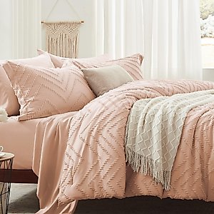 Anluoer Twin Comforter Set, Pink Tufted Bed in a Bag 5 Pieces with comforters and Sheets, All Season Bedding Sets with 1 Comforter, 1 PillowShams, 1 Pillowcases, 1 Flat Sheet, 1 Fitted Sheet