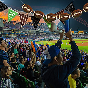 Zonon 4 Pieces Baseball Football Soccer Banner Sports Birthday Party Decorations Sports Ball Paper Garland for Sports Baby Shower Supplies (Rugby Style)