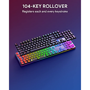 Aglaia Mechanical Gaming Keyboard, RGB Backlit 104 Keys Wired Keyboard Blue Switches, 12 Lighting Effects, Customizable Keys, Programmable Macro, Durable & Ergonomic for Windows Mac Computer Desktop
