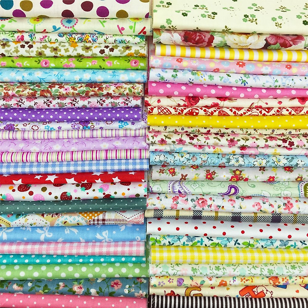 flic-flac 50pcs 8 x 8 inches (20cmx20cm) Cotton Fabric Squares Quilting Sewing Floral Precut Fabric Square Sheets for Craft Patchwork (50pcs 20cm*20cm)