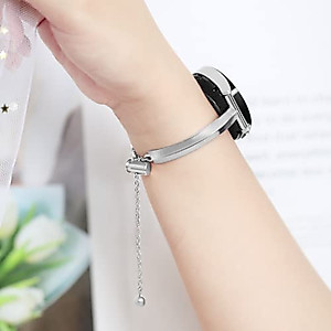 G-ficu Galaxy Watch 6/5/4 Band 20mm Metal Band for Samsung Galaxy Watch 4 5 6 Band 40mm 44mm, Women Slim Dressy Luxury Bangle Bracelet for Watch 5 40mm 44mm/Watch 5 Pro/Watch 4 Classic 42mm 46mm/Watch 6 Classic/Watch 3 41mm/Active 2-Silver