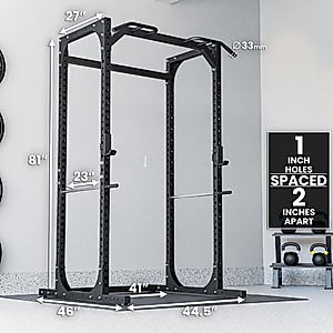 Synergee 2200 Series 81" by 44.5" Power Rack Cage with J-Cups, Safety Arms, Pull Up Bar.