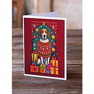Caroline's Treasures DAC3081GCA7P English Foxhound Holiday Christmas Greeting Cards Pack of 8 Blank Cards with Envelopes Whimsical A7 Size 5x7 Blank Note Cards