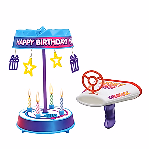 BEST PARTY EVER! Spincredible Candle, Singing Candle-Powered Spinning Cake Topper with Birthday Candle Air Cannon, Safe Fun Way to Blow Out Birthday Candles