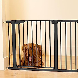 Mom's Choice Awards Winner-Cumbor 29.7"-51.5" Baby Gate Extra Wide, Easy Walk Thru Dog Gate for The House, Auto Close Safety Pet Gates for Stairs, Doorways, Child Gate Includes 4 Wall Cups, Black
