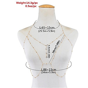 Blindery Rhinestone Chain Bra Sexy Gold Body Chain Bikini Body Jewelry Bra Jewelry Party Rave for Women