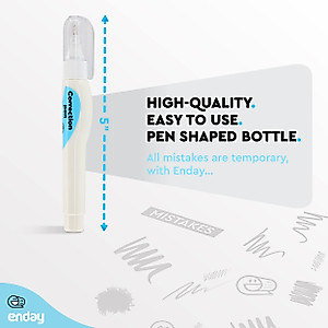 Correction Pen White Out Liquid Pen Multi-Purpose Whiteout with Metal Tip – For School, Office & Home 7 ml Correction Fluid (Pack of 4) – by Enday