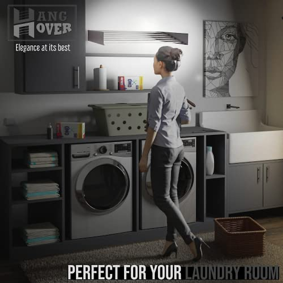 TCO ADVENTURES Invisible Wall Mounted Drying Rack | an Elegant Wall-Mounted Hanger | Folding Stainless Steel Collapsible Space Saver with 236.22 inches Drying Capacity (Signal White)