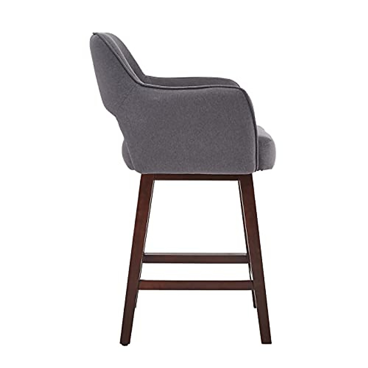CangLong Mid-Century Modern Open Back Upholstered Chair Kitchen Counter Height Stool, Set of 1, Dark Grey