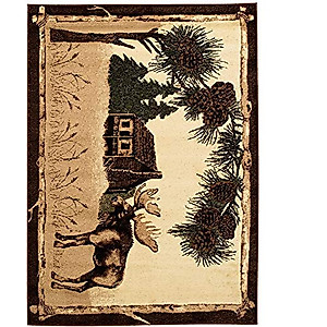 Champion Rugs Rustic Lodge Deer Elk Moose Area Rug (2’ X 3’)