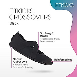 FITKICKS Crossovers Active Footwear, Foldable Shoes, Medium, Black