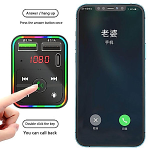 Bluetooth Car Adapter, Fm Transmitter Bluetooth, Wireless Modulator with Led Display Car Kit, Fast Car Charger & USB C Port, MP3 Player Radio Kit for Car Stereo, 12V Cigarette Lighter Adapter