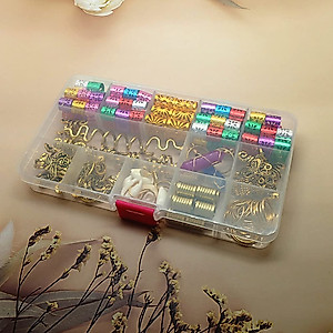 125 Pcs Dreadlocks Loc Hair Jewelry for Women Braids Hair, Crystal Gemstone Pendant Hair Accessories, Gold and Colorful Hair Rings for Braids, Cute Hair Pendants Butterfly Rose Shell and Snake