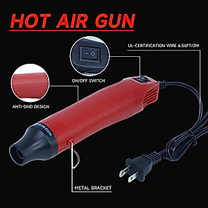 Mini Heat Gun, 300W Portable Heat Gun for Crafts, Fast Heating Handheld Hot Air Gun for DIY, Electronics Repairing, Wrapping, Soldering, Paint Removing and Watercolor Drying(RED)