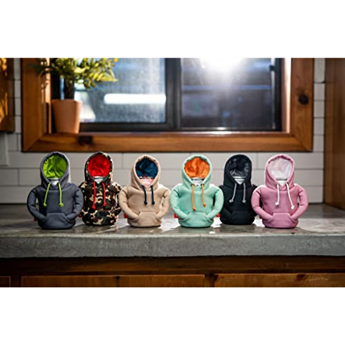 Puffin - The Hoodie Beverage Jacket, Insulated Can Cooler, Woodsy Camo/Puffin Red