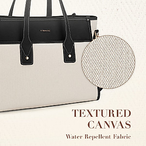 Missnine Tote Bag Canvas Laptop Bag 15.6 inch Work Bags for Women Teacher Bag Casual Computer Shoulder Purse for Office, College, Travel