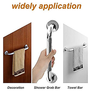 16 Inch Anti Slip Shower Grab Bar Handle, ZUEXT Chrome Finish Stainless Steel Bathroom Grab Bar, Knurled Bathroom Balance Bar,Safety Hand Rail Support,Handicap Elderly Injury Senior Assist Bath Handle