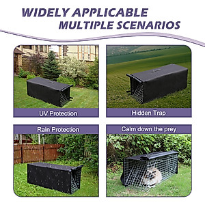 Live Feral Cat Trap Cage with Cover, Heavy Duty Folding Animal Traps Cage for Stray Cats, Humane Cat Trap for Raccoon, Squirrel, Skunk, Catch and Release - (32 x 10 x 12 inches, Trap Cage with Cover)